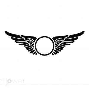 Winged Circle Monogram Frame SVG, Winged Angel Circle Clipart Svg Jpg ...