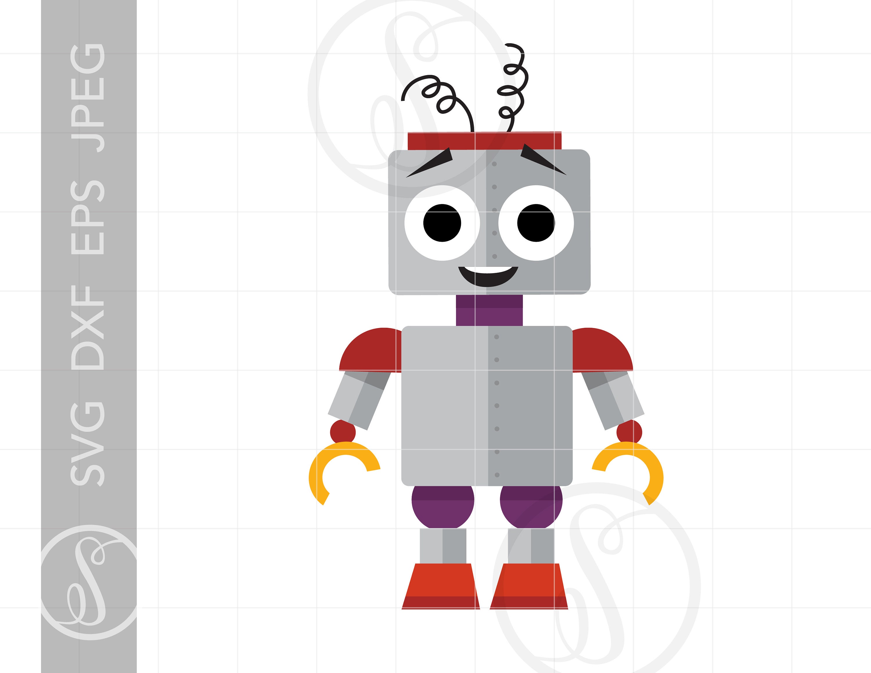 Craft Supplies & Tools Clip Art & Image Files Robot Svg Dxf Pdf Silhouette Cut Files cricut cut ...