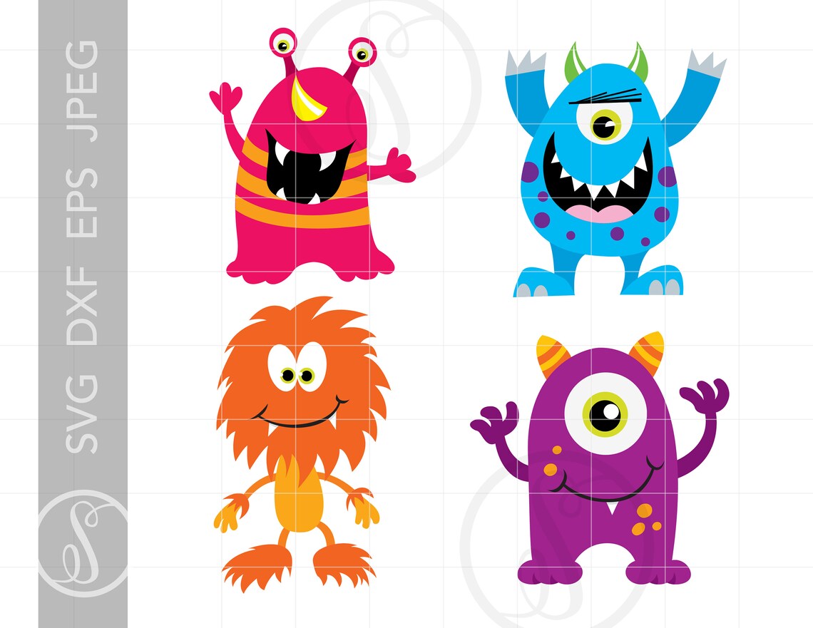 Monster Svg Cut File Clipart Downloads Monsters Theme Svg | Etsy
