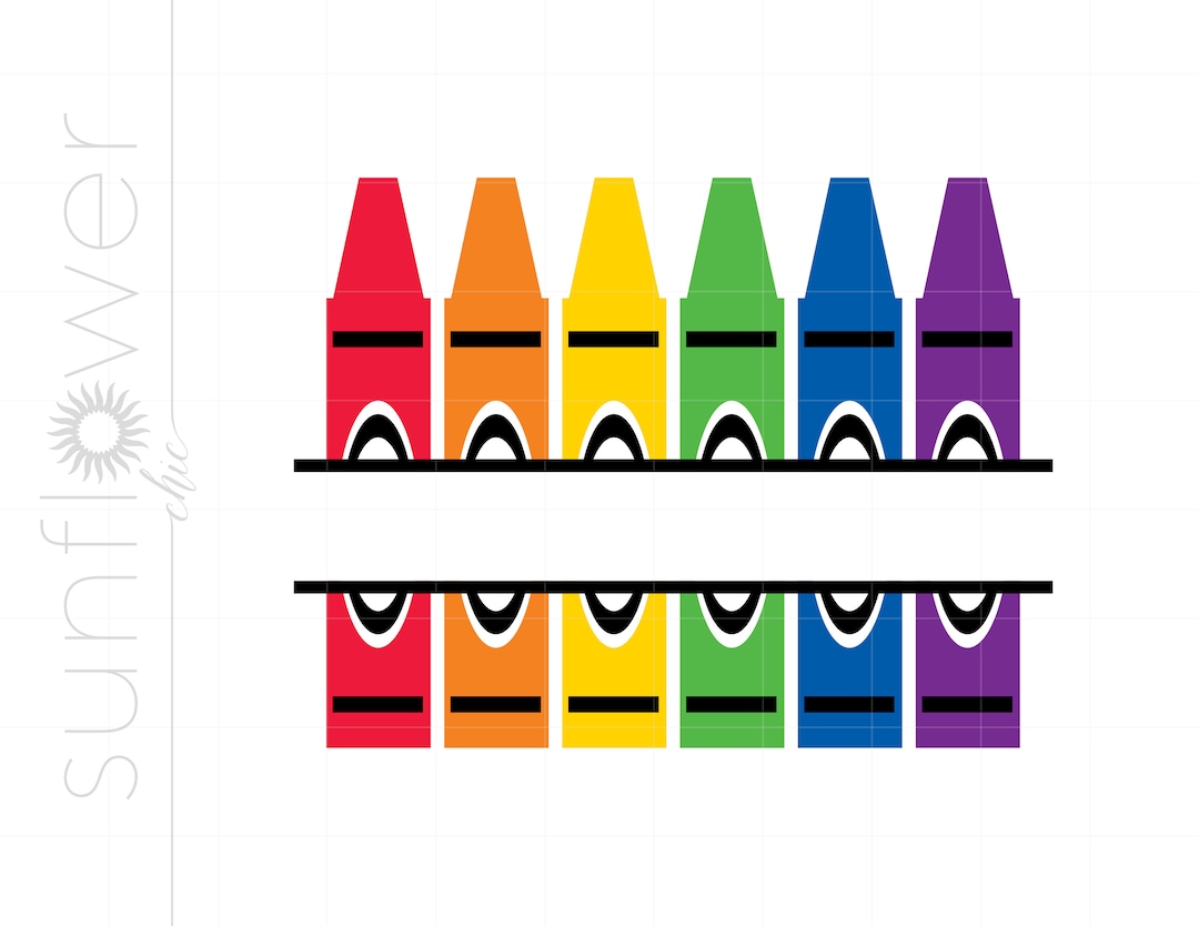 Crayons Split Frame SVG Clipart | Crayon Split Frame Silhouette Cut ...