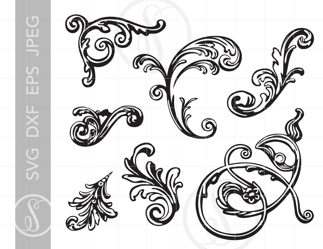 Baroque SVG Clipart Dxf Eps Jpeg Downloads Baroque Filigree - Etsy UK