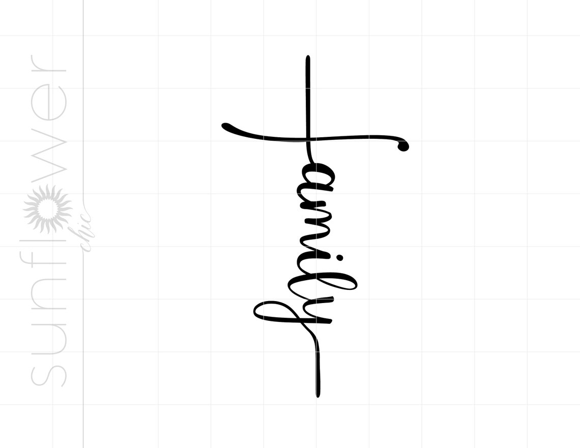 FAMILY CROSS Script Svg Cut Files Clipart Downloads Family - Etsy