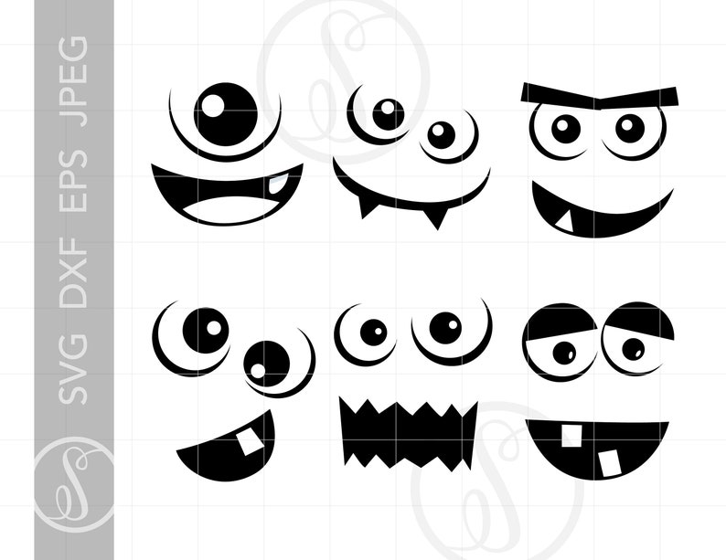 Monster Faces Svg Cut Files Monsters SVG Monster SVG | Etsy Israel