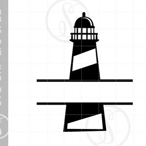 Lighthouse Split Frame SVG Lighthouse Monogram Silhouette | Etsy