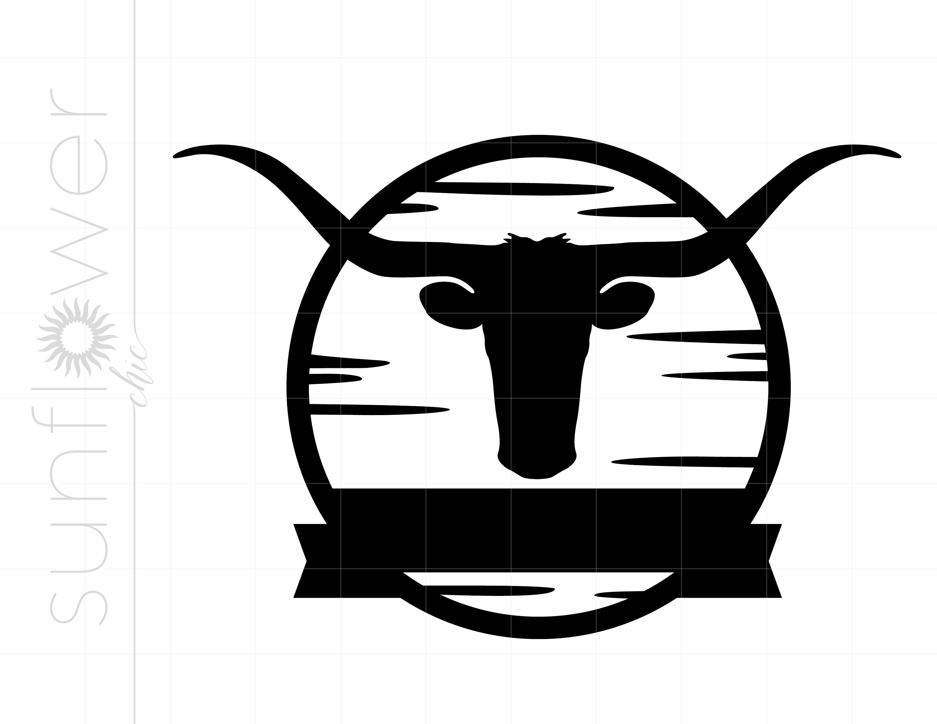 Longhorn Head Monogram Template SVG Longhorn Silhouette - Etsy