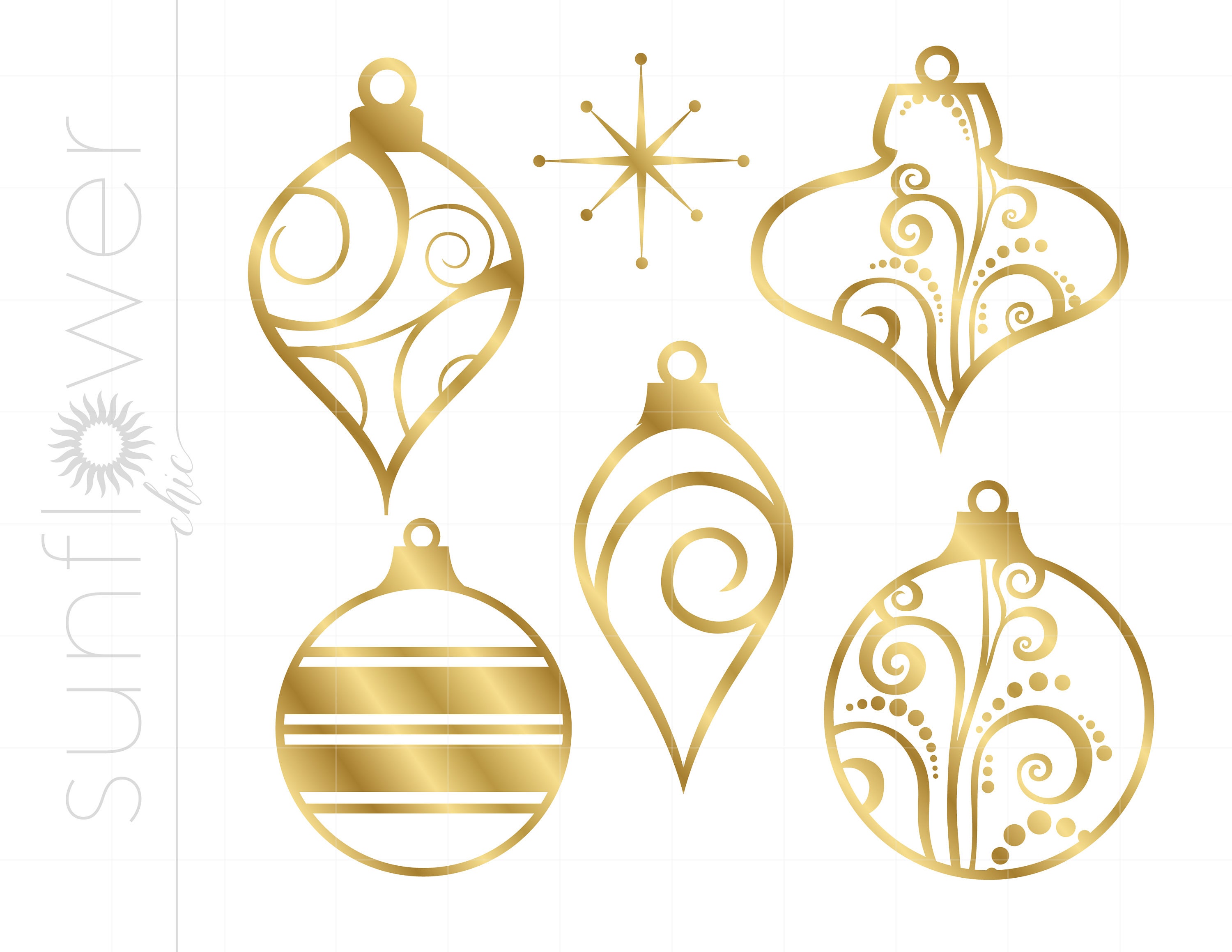 Adornos de oro Svg Cut File Clipart Descargas / Gold Christmas - Etsy ...