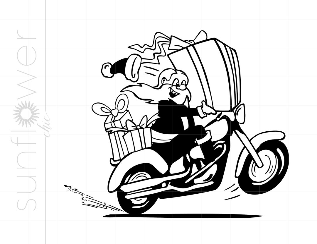 Christmas SVG | Motorcycle Santa Svg Cut File | Christmas Santa Claus ...