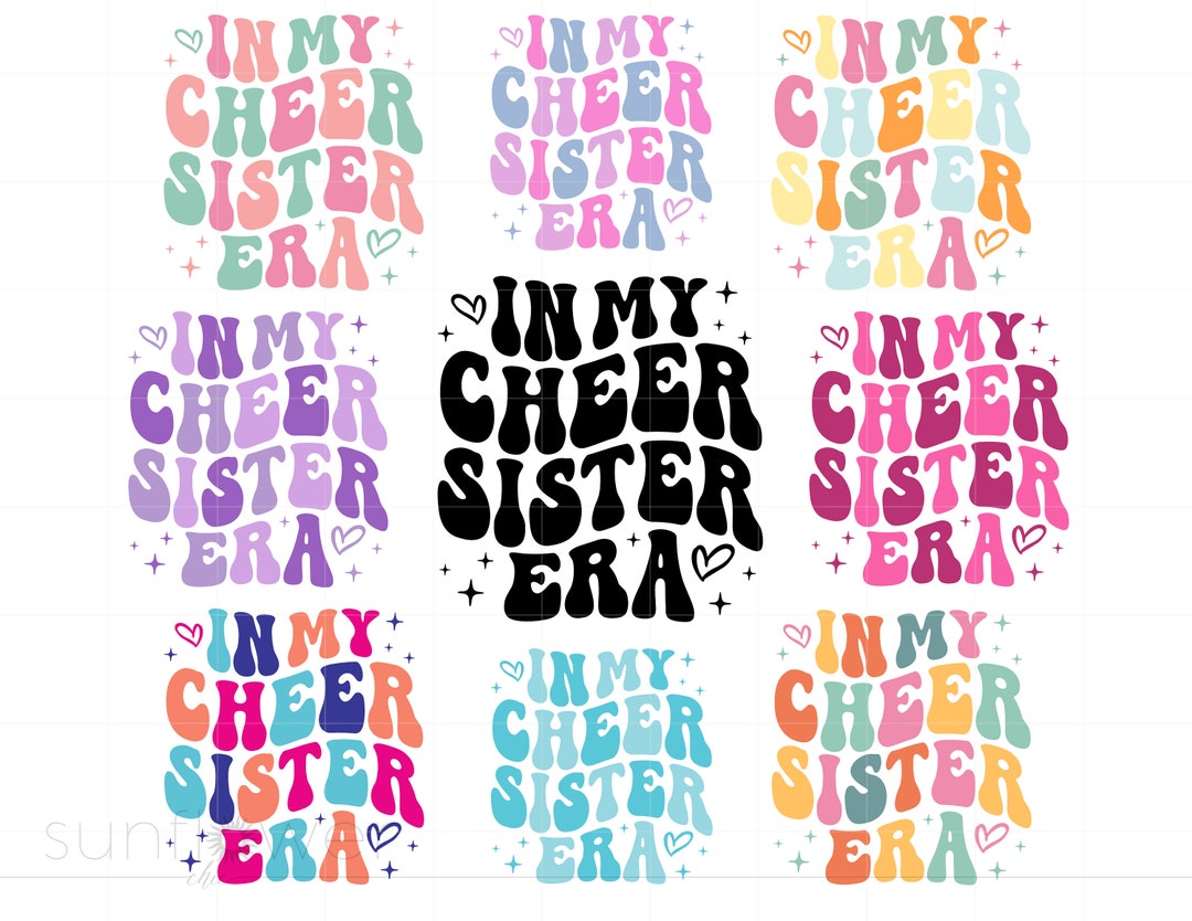 In My Cheer Sister Era Svg Bundle, Groovy Letters Cheer Sister Shirt ...