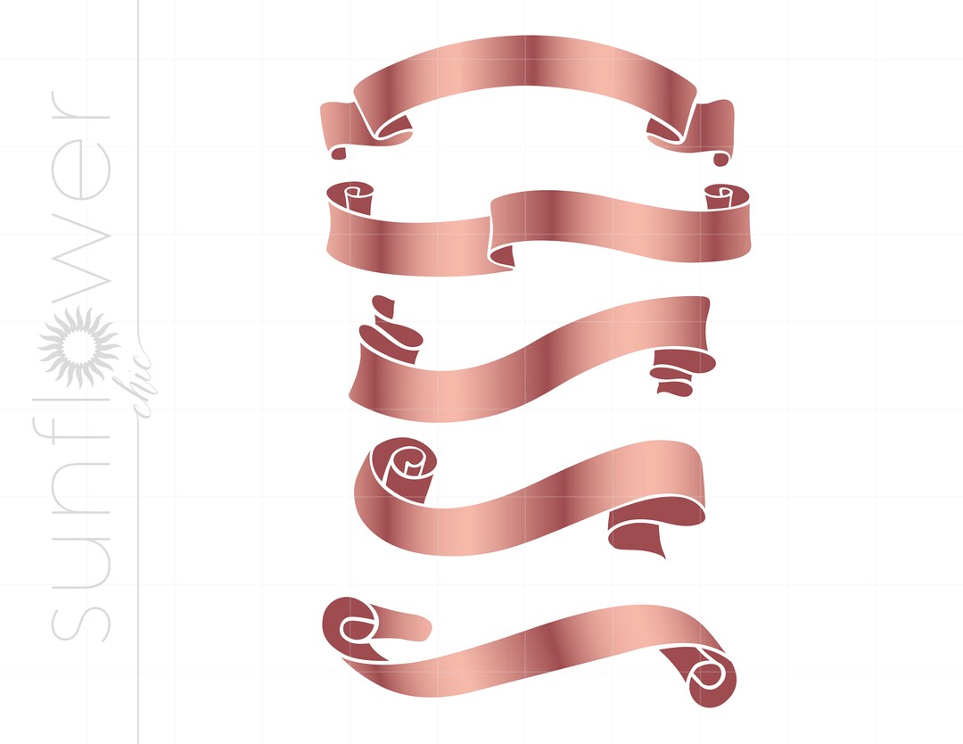 Rose Gold Banner Ribbon Svg Cut File Clipart Downloads | Rose Gold Svg ...