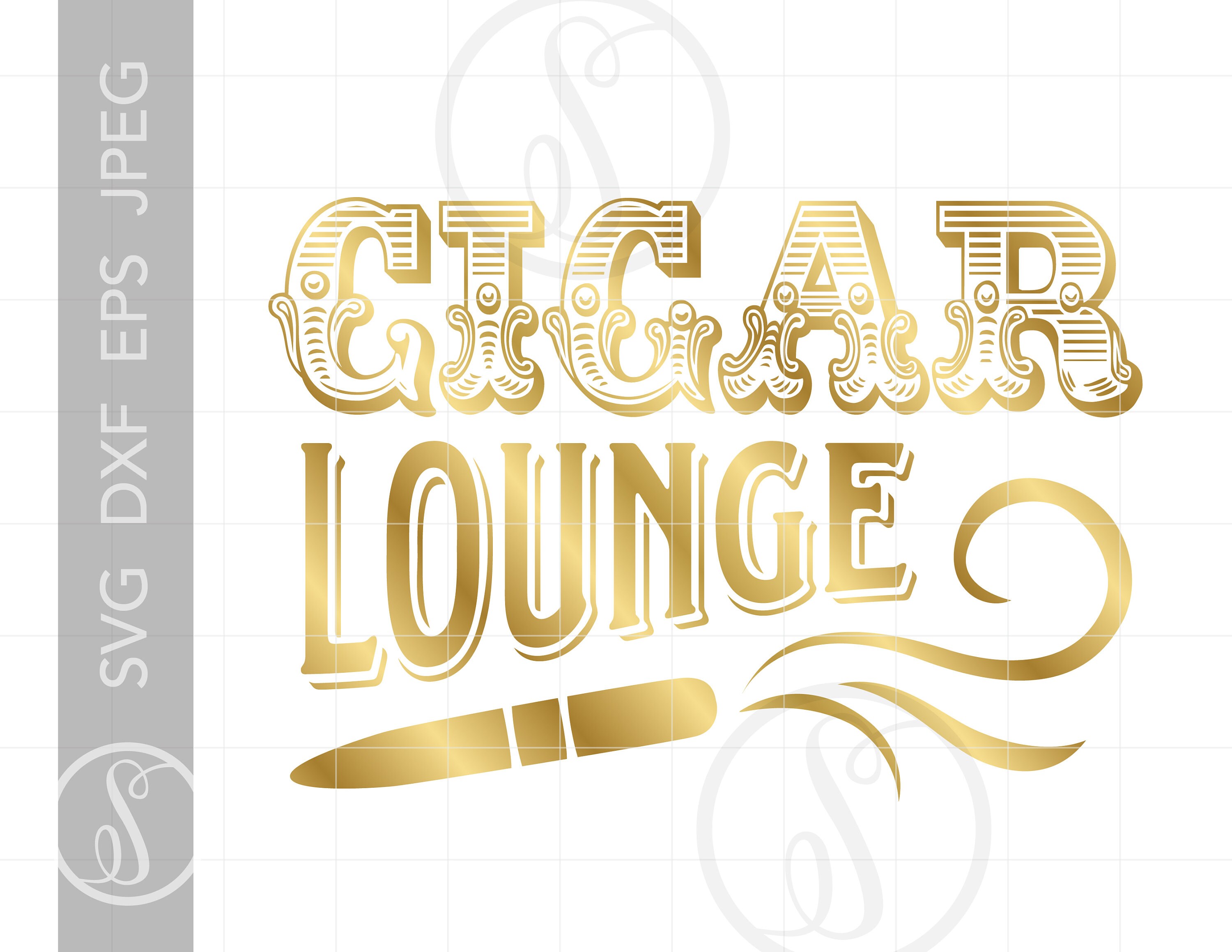Cigar Lounge Sign Art SVG Print and Cut Art Gold Cigar SVG - Etsy