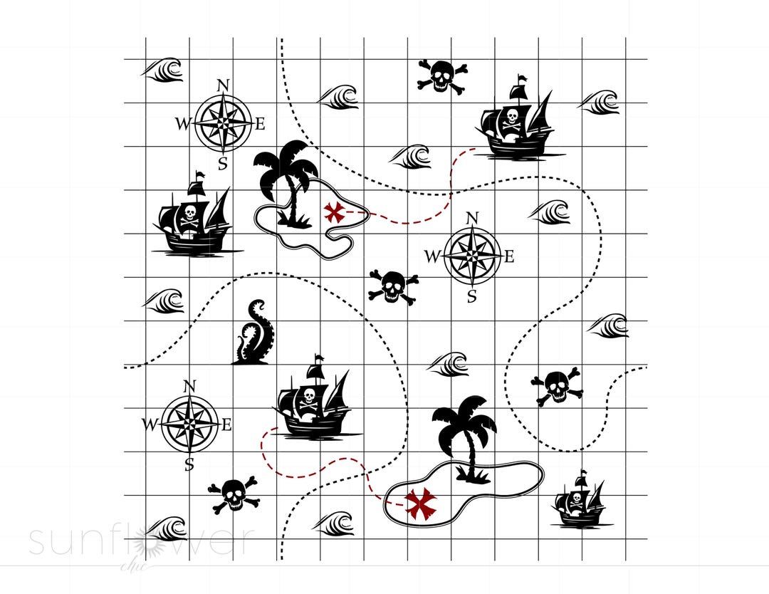 Pirate Treasure Map Svg, Seamless Pirate Treasure Map Svg Jpg Png ...