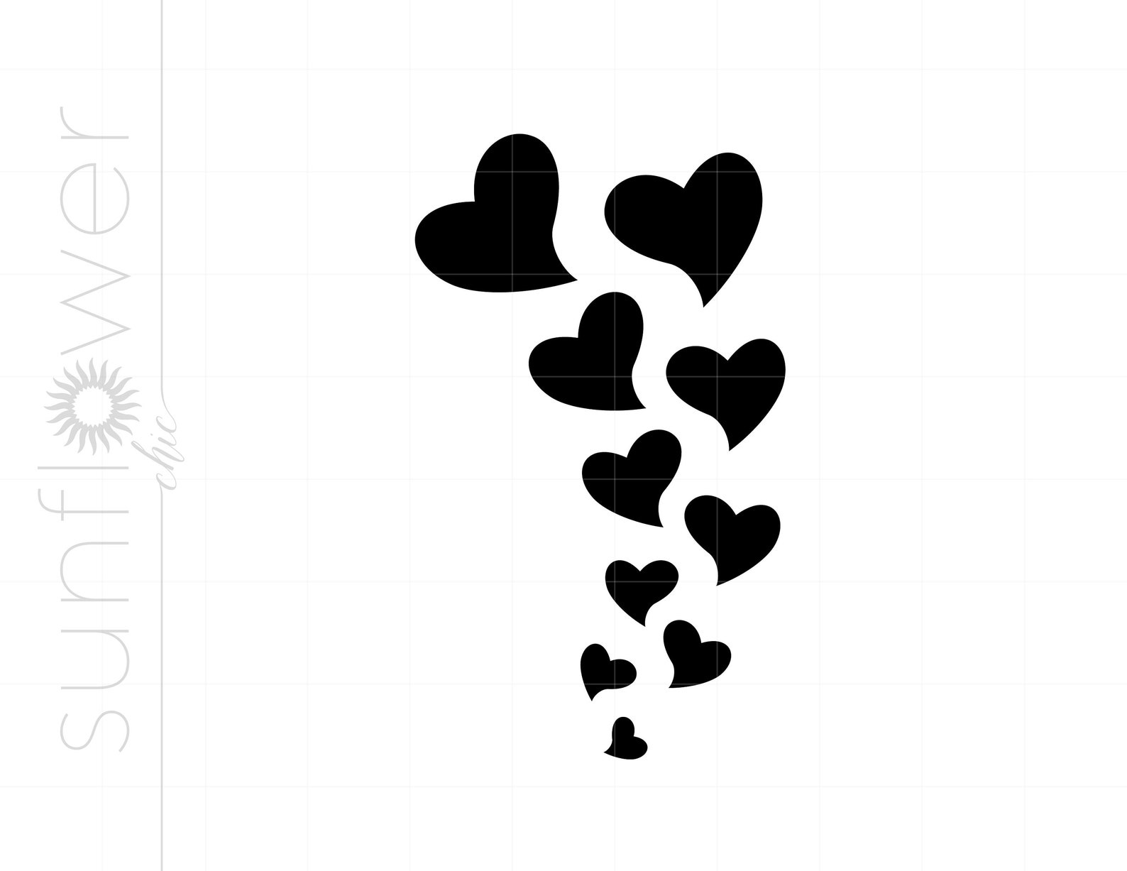 Floating Hearts SVG Clipart | Floating Hearts Silhouette Cut File ...