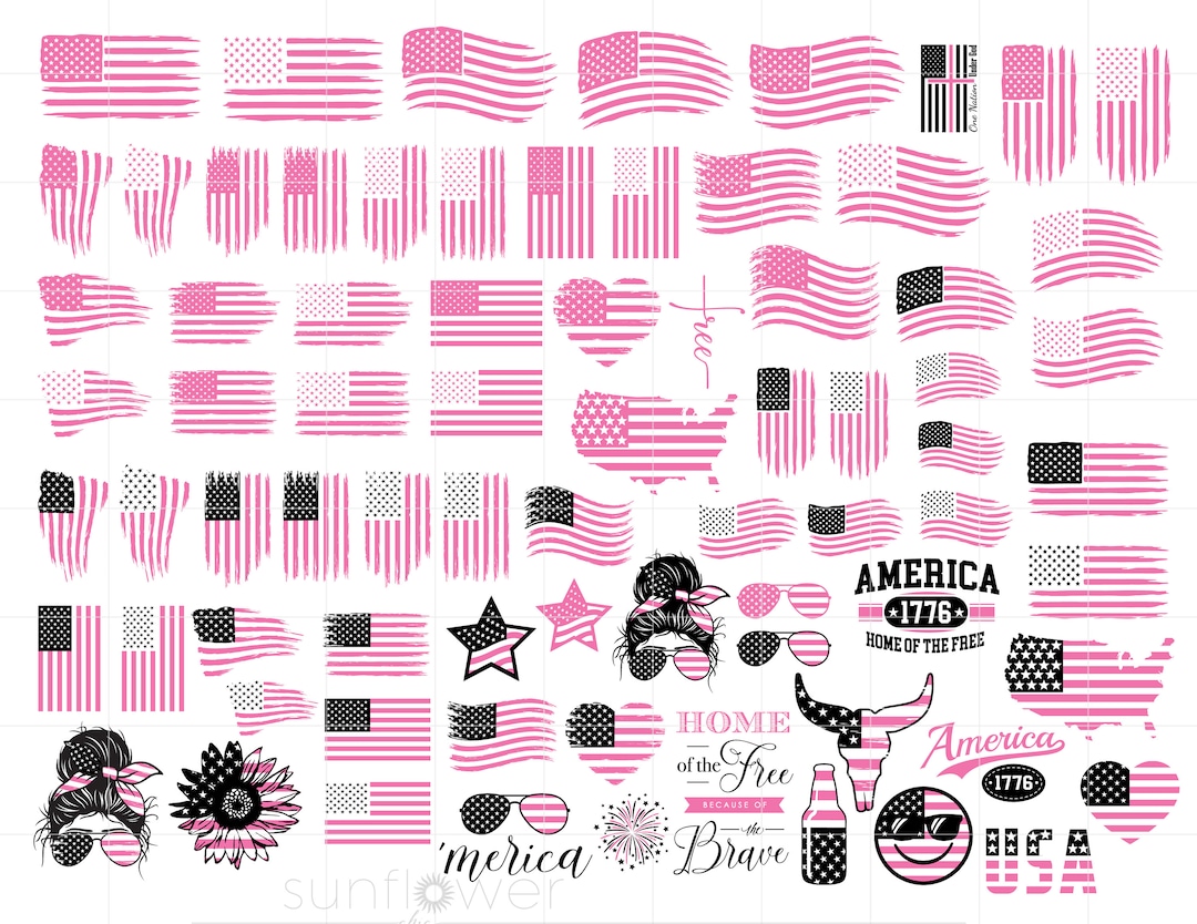 American Flag Svg / Pink American Flag Svg Cut Files / Pink Flag Svg ...
