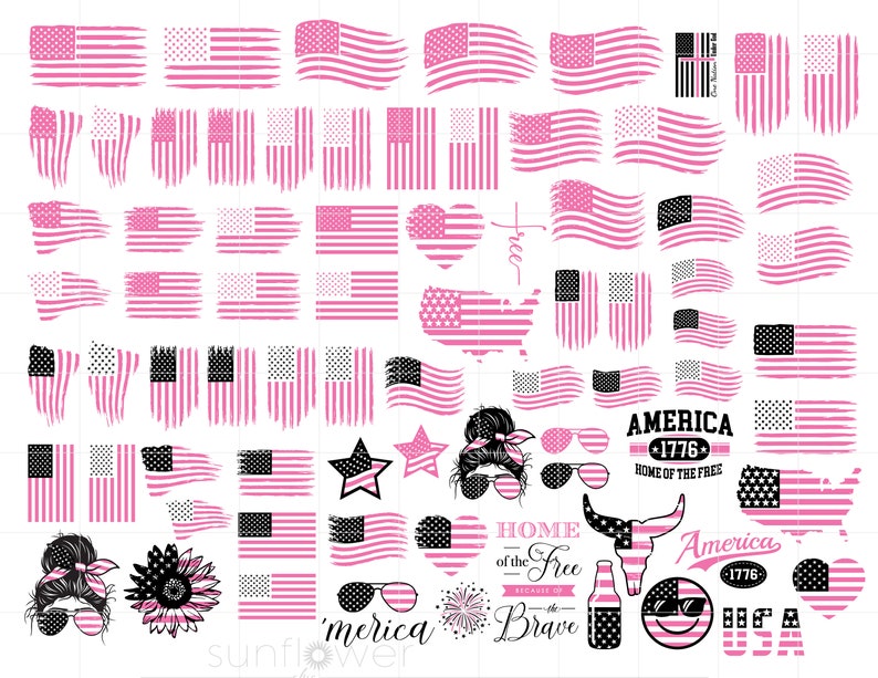 American Flag Svg Pink American Flag Svg Cut Files Pink - Etsy
