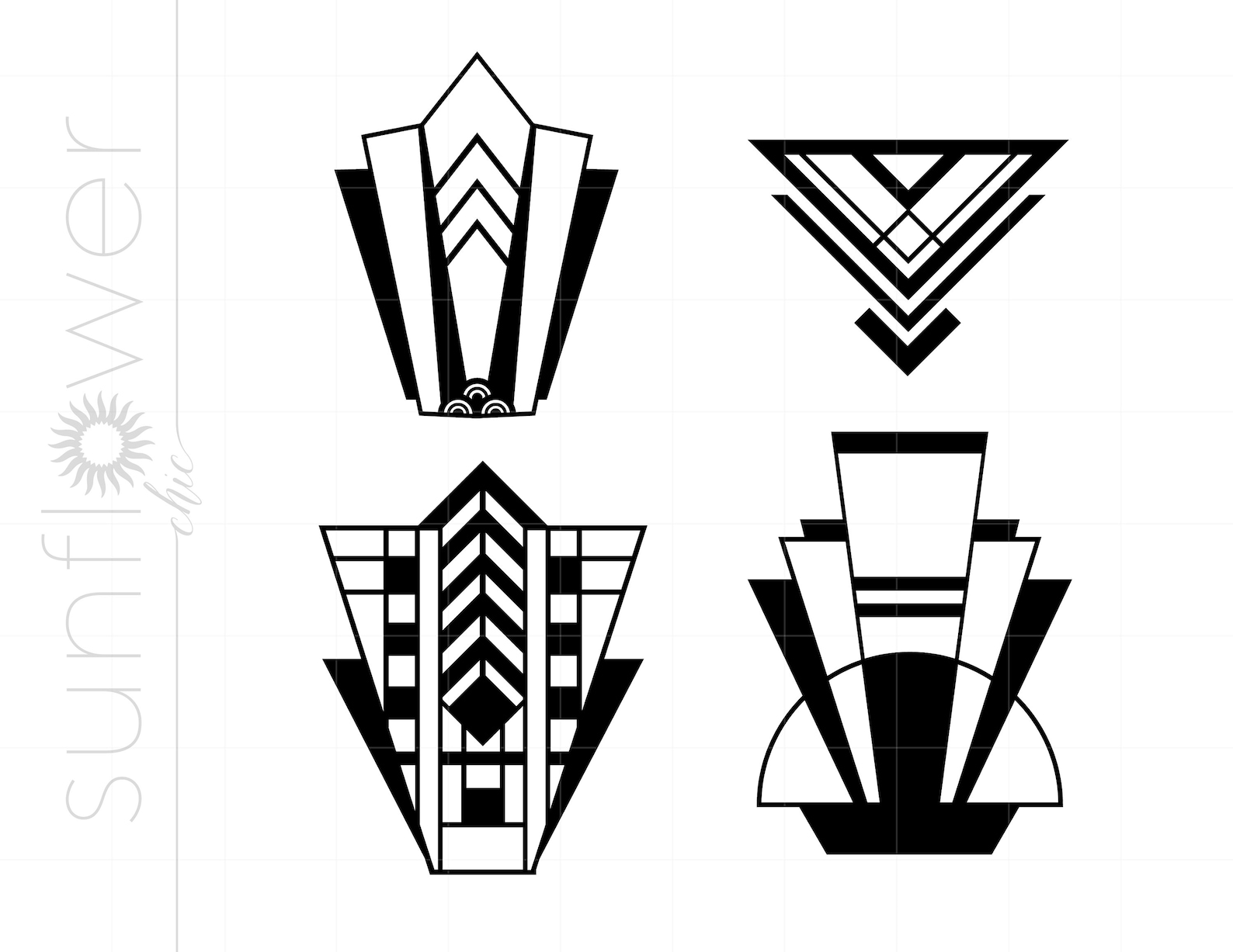 Vector Art Deco Designs Svg Cut Files Clipart Downloads Art - Etsy