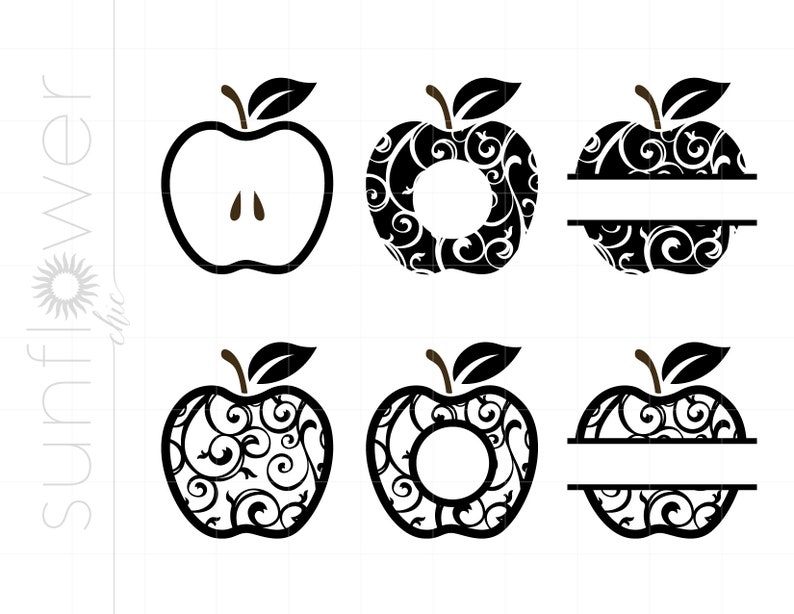 Apple Svg Apple Monogram Svg Cut Files Apple Name Frame - Etsy