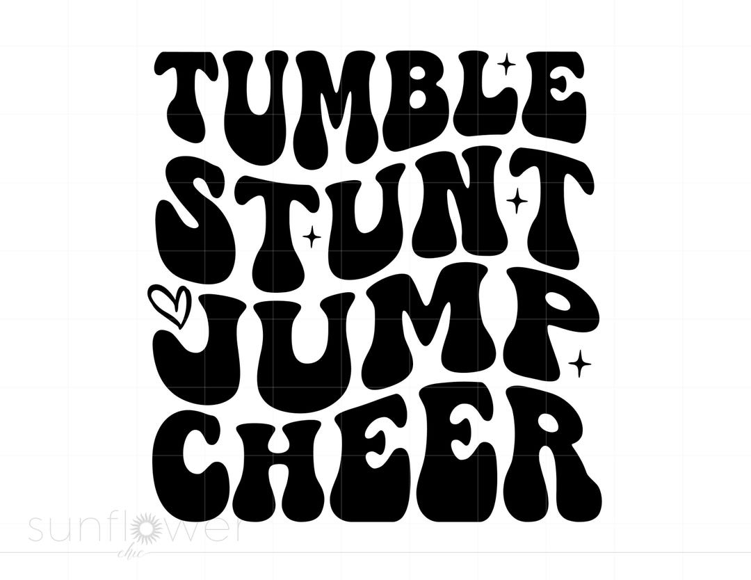 Tumble Stunt Jump Cheer Svg Bundle, Wavy Text Cheerleader Shirt ...