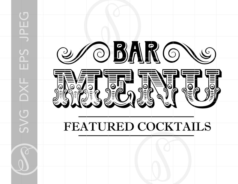 Classic BAR MENU Sign Art Bar Menu SVG Dxf Eps Party Sign | Etsy
