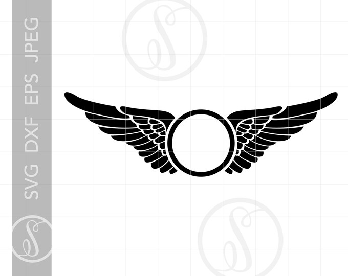 Winged Circle Monogram Frame SVG Winged Circle Clipart - Etsy