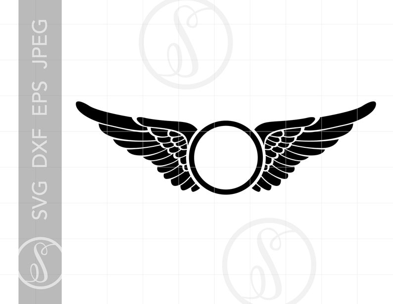 Winged Circle Monogram Frame SVG Winged Circle Clipart - Etsy