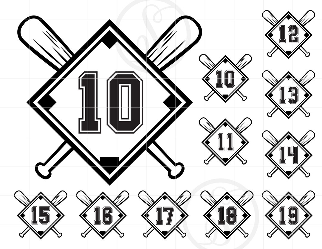 Baseball Numbers 10-19 SVG | Baseball Diamond SVG Cut File Cricut ...