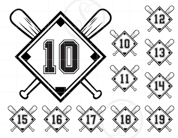 Baseball Numbers 10-19 SVG Baseball Diamond SVG Cut File - Etsy