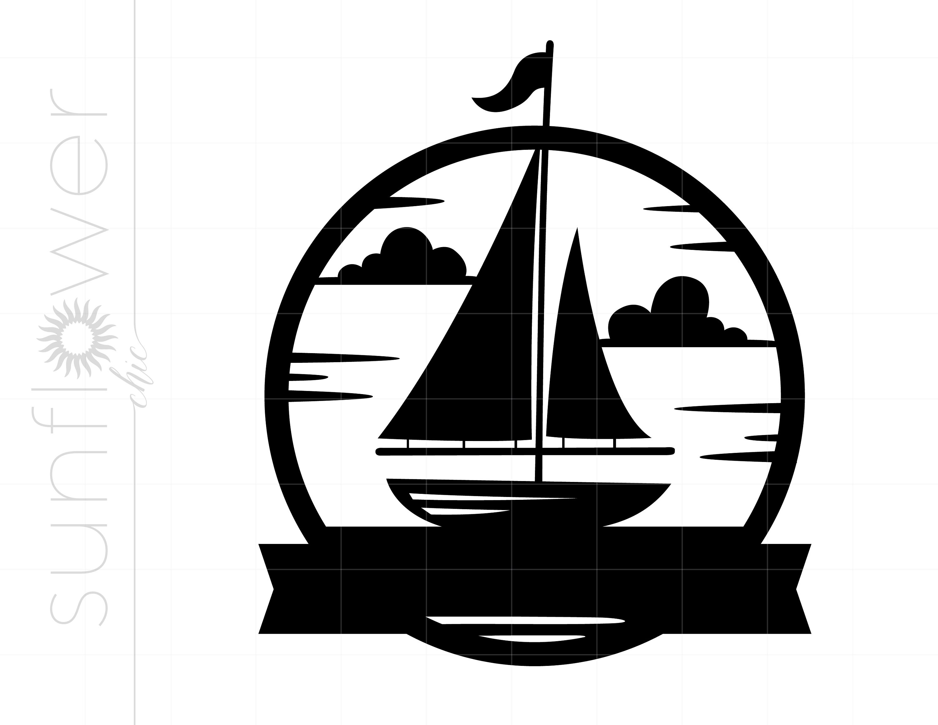 Sailboat Monogram SVG Sailboat Download Sailboat - Etsy
