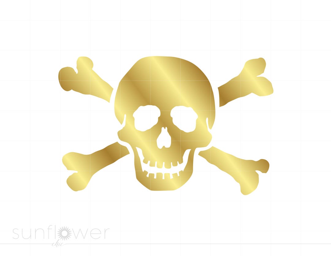 Gold Skull Crossbones SVG Clipart | Gold Skull Crossbones Cut File ...