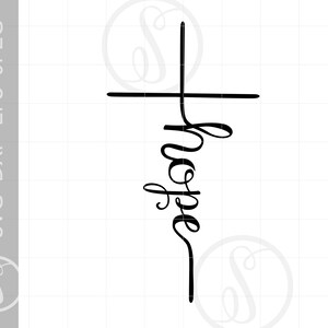 HOPE SCRIPT CROSS Svg Cut Files Clipart Downloads Hope Svg - Etsy