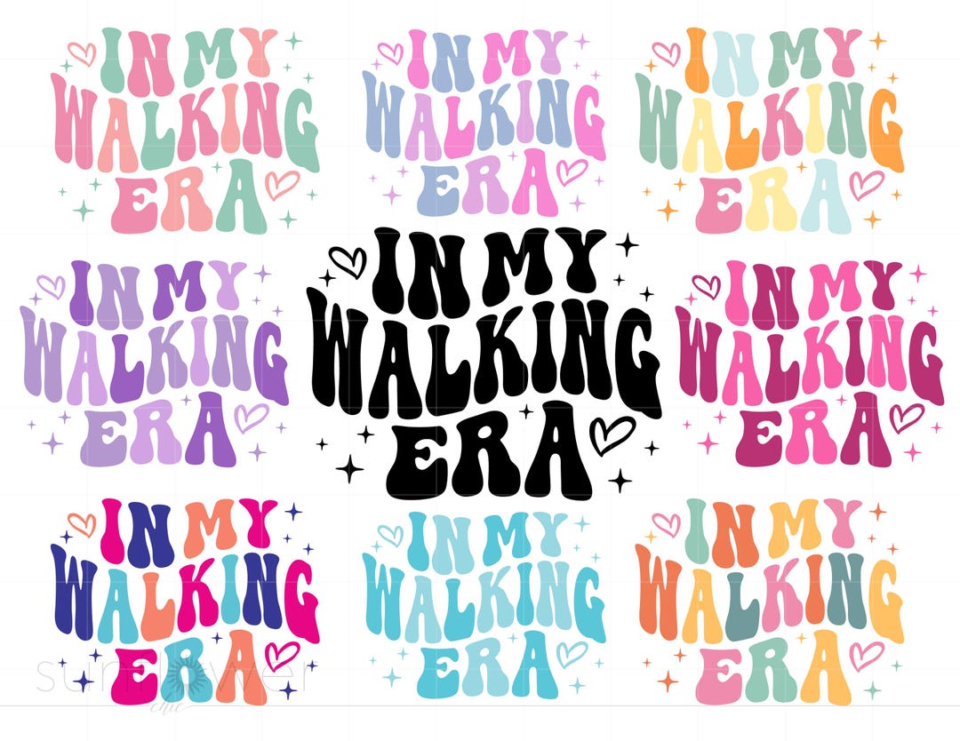 In My Walking Era Svg Bundle, Groovy Letters Walking T Shirt ...