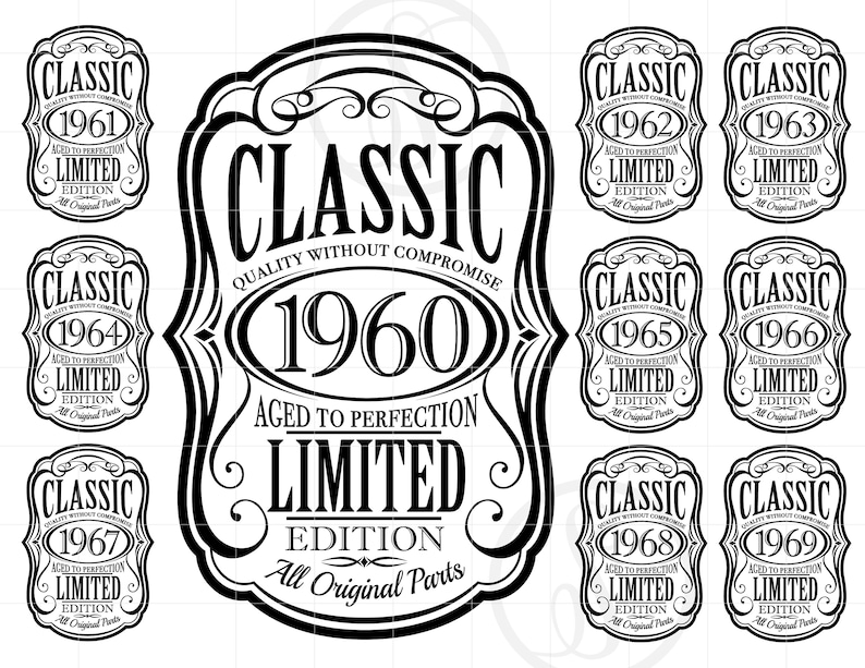 Classic 1960's SVG Classic 1960-69 SVG Clipart Aged to - Etsy