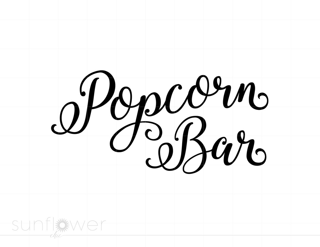 Popcorn Bar Script Cut Files | Popcorn Bar Vector Svg Clipart | Popcorn ...
