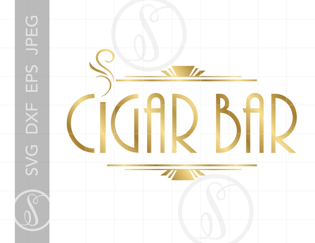 Gold Art Deco Cigar Bar Svg Art Gold Gatsby Cigar Bar Print - Etsy