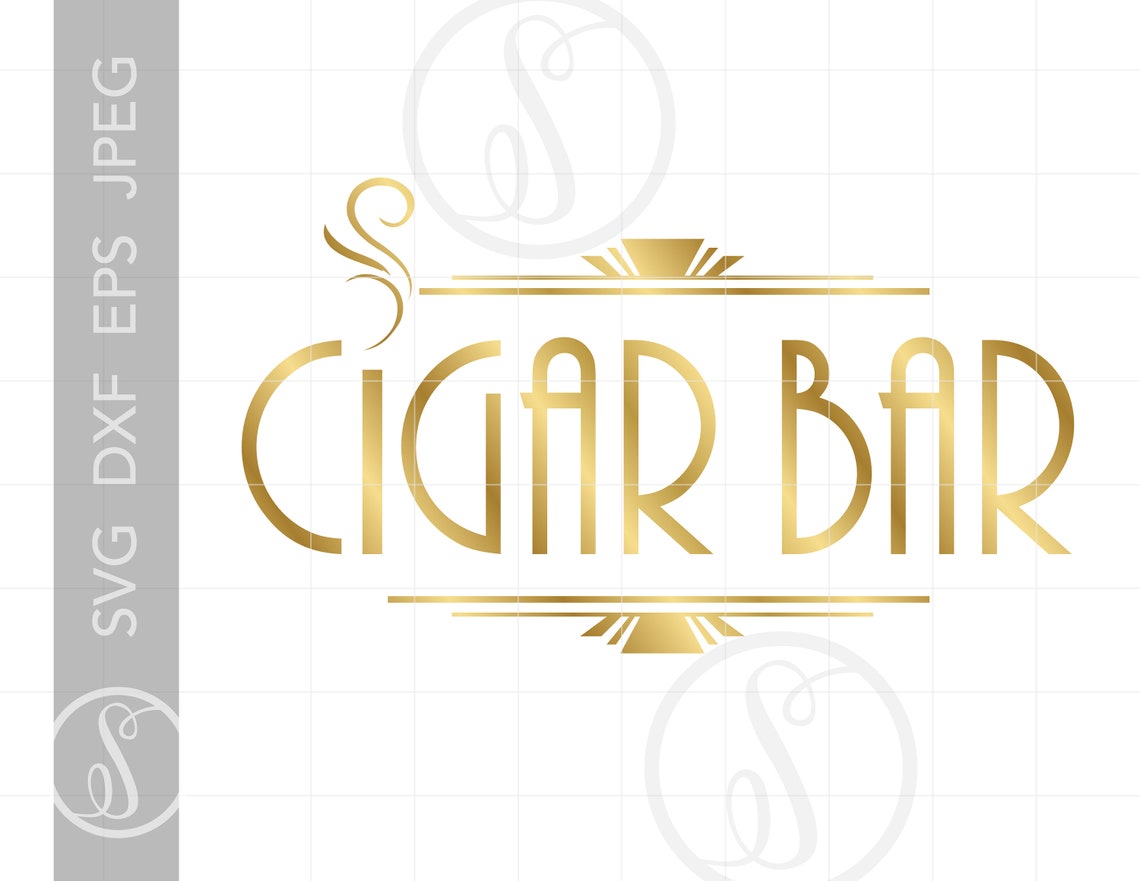 Gold Art Deco Cigar Bar Svg Art Gold Gatsby Cigar Bar Print - Etsy