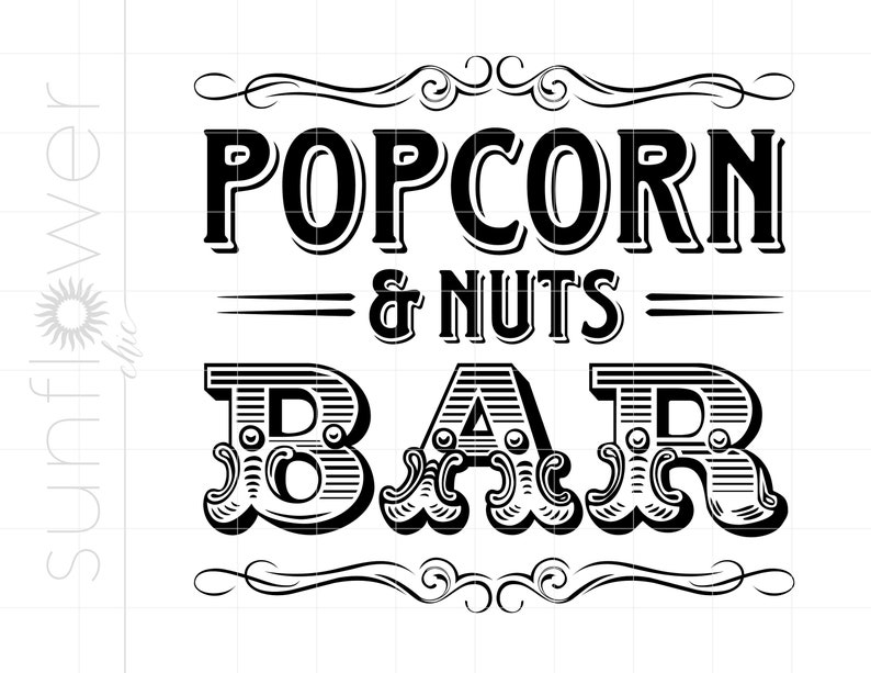 Popcorn & Nuts Bar Sign Art SVG Download Popcorn and Nuts - Etsy