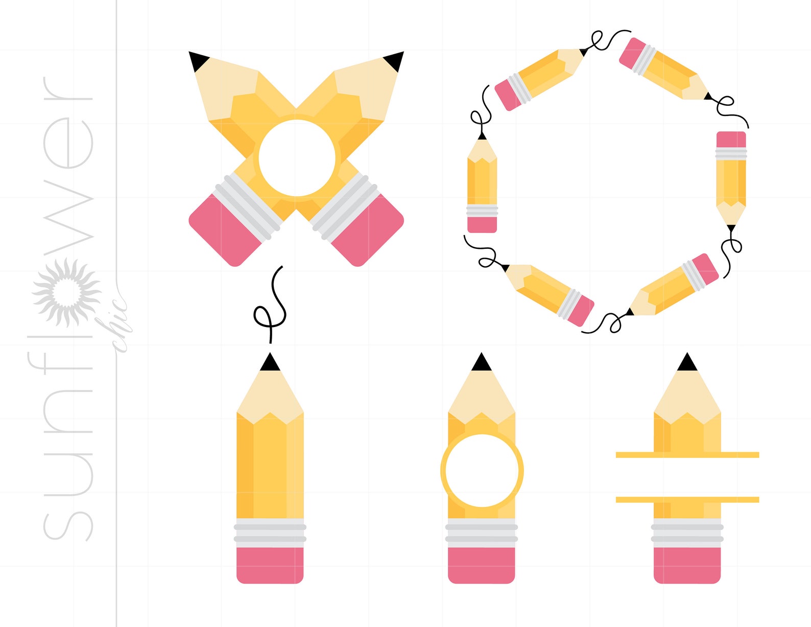 Pencil Monogram SVG Pencil Svg Back to School Pencil - Etsy