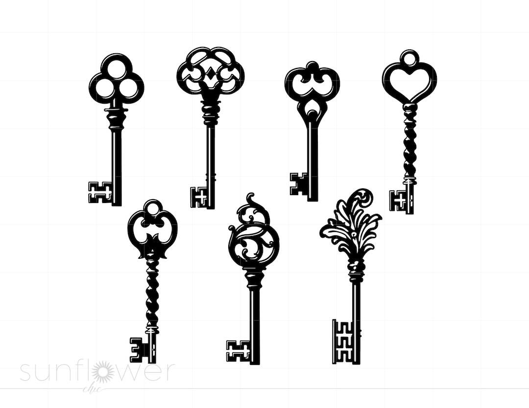 Skeleton Key Svg Png Jpg Clipart Download, Vintage Key Cricut ...