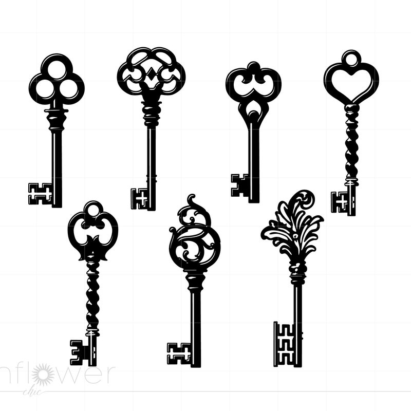 Skeleton Key Clipart - Etsy