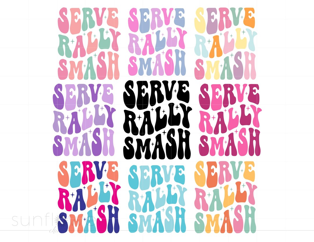 Serve Rally Smash Svg Bundle, Wavy Text Tennis Shirt Design, Cricut ...
