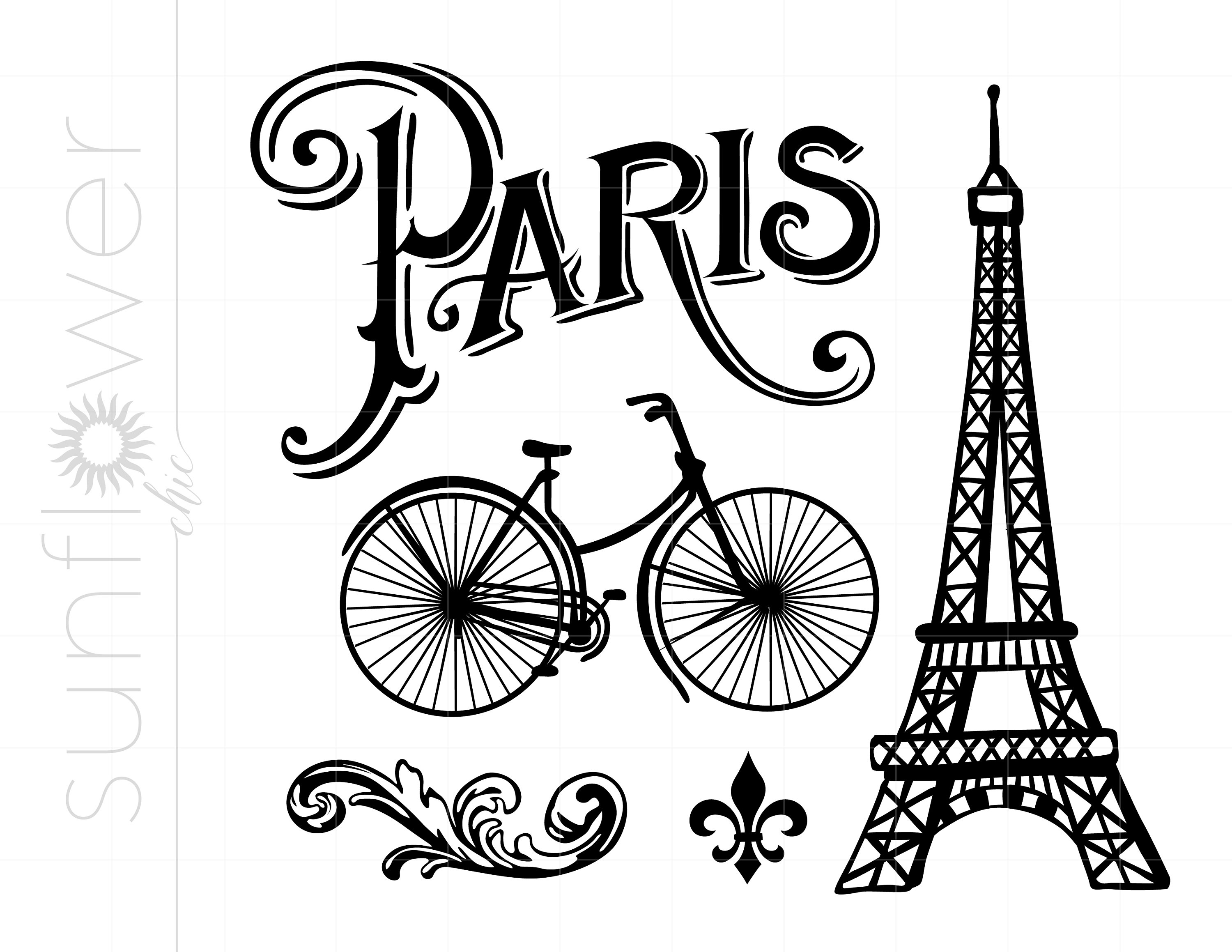 PARIS Svg Cut File Clipart Downloads Parisian Svg Dxf Pdf - Etsy