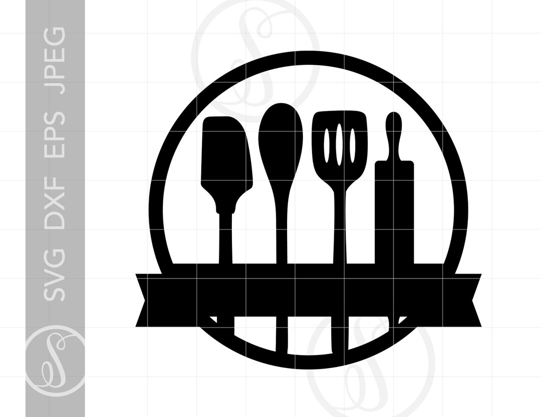 Kitchen Name Frame SVG | Kitchen Utensils Silhouette Download Cut File ...