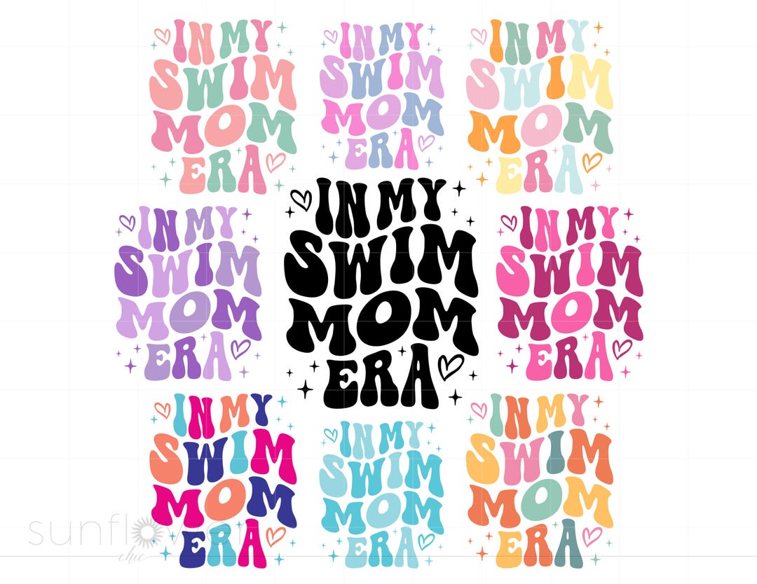 In My Swim Mom Era Svg Bundle, Groovy Letters Swim Shirt Sublimation ...