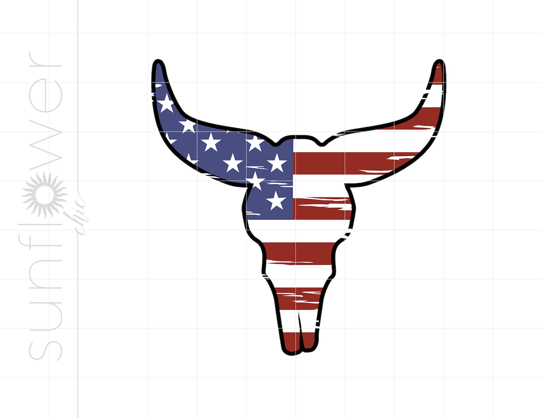 American Flag Cow Skull Svg, US Flag Svg Cut File for Cricut Silhouette ...