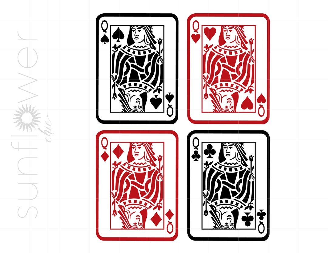 Queen of Hearts SVG | Queen of Spades SVG | Queen of Diamonds SVG ...