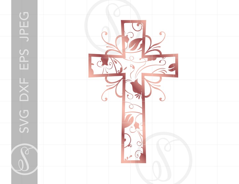 Rose Gold Christian Art Cross Svg Vector Clipart Downloads | Etsy