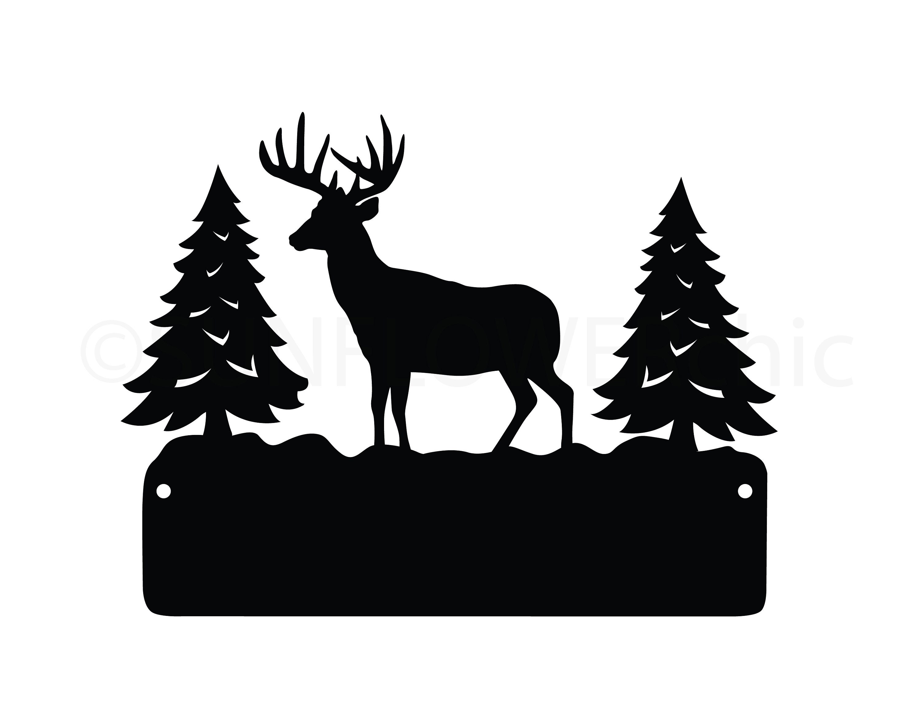 Deer Sign Template SVG Cut File Deer Silhouette Download | Etsy