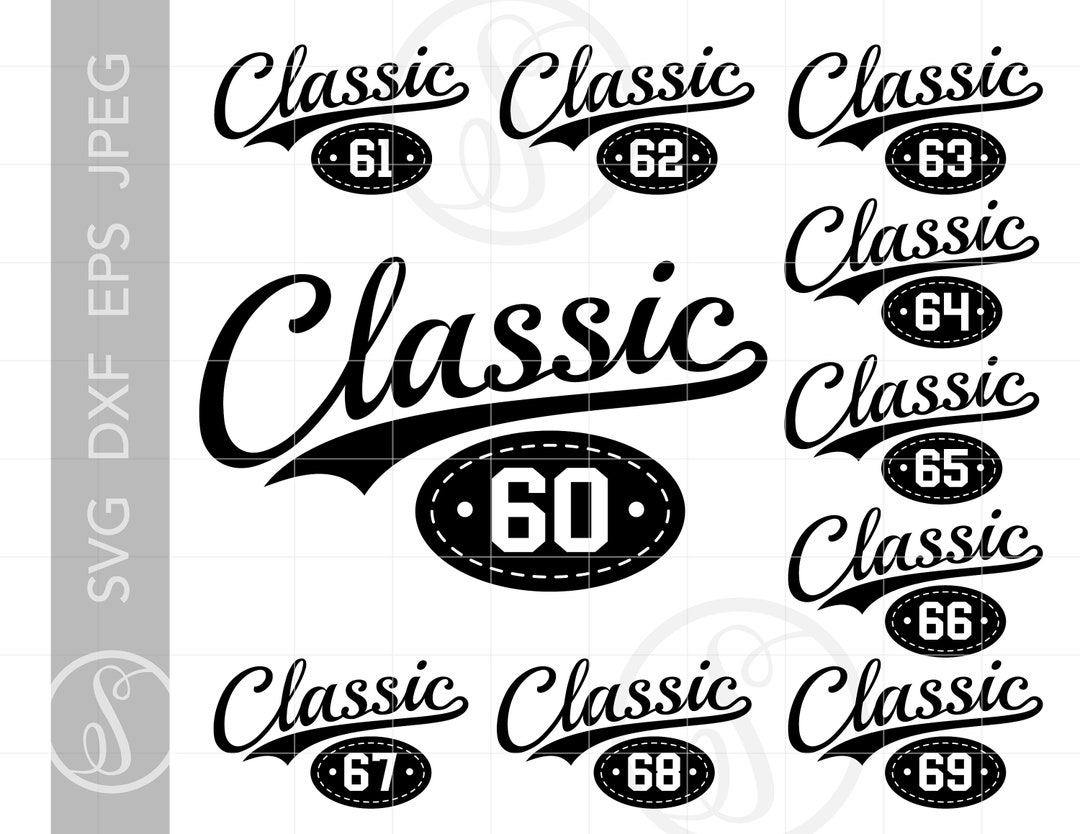 Classic 60's SVG | Athletic 60-69 Design | Classic 60's Silhouette Cut ...