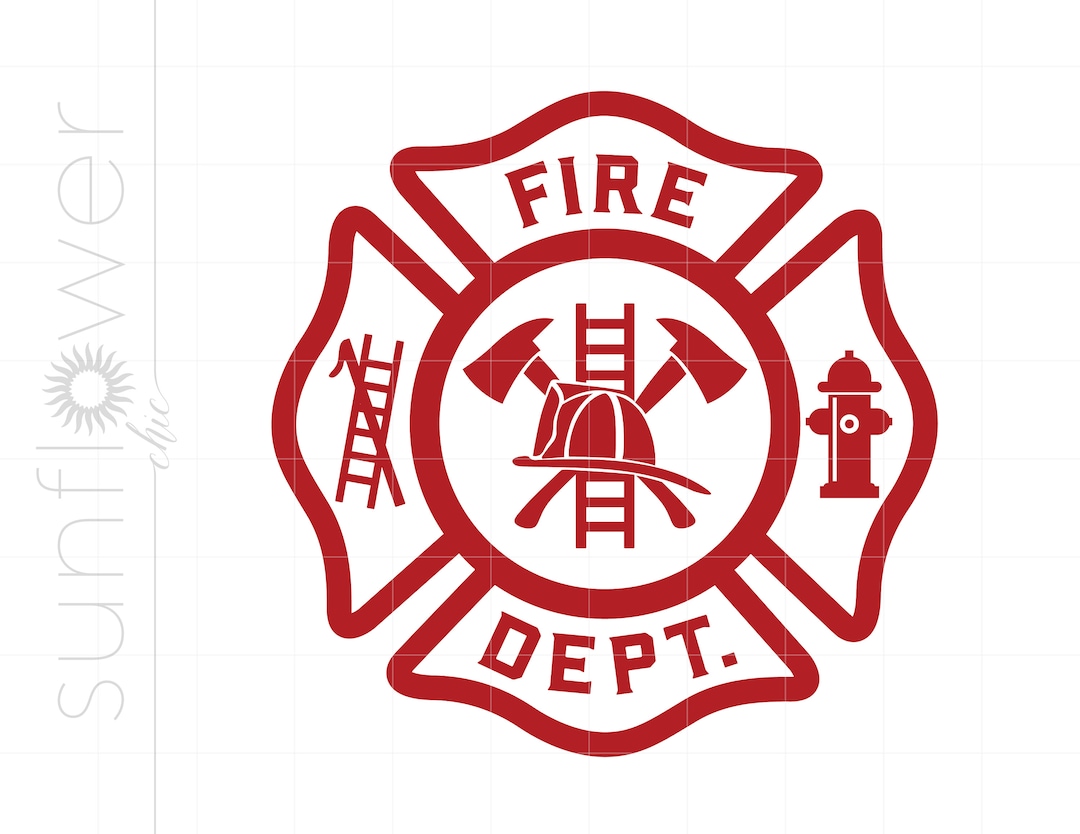 Fire Dept SVG Download | Red Firefighter Emblem Clipart | Fire ...