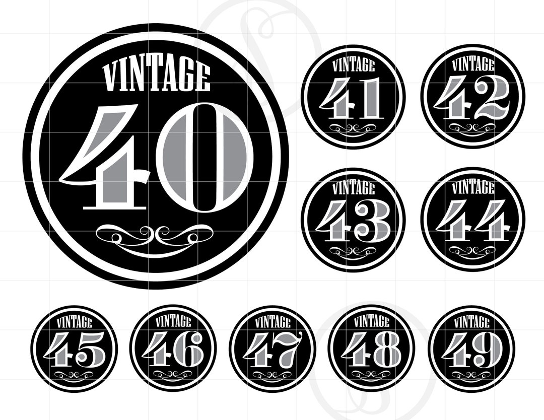 Vintage 40-49 SVG | Vintage 40-49 Birthday SVG Clipart | Vintage 40-49 ...