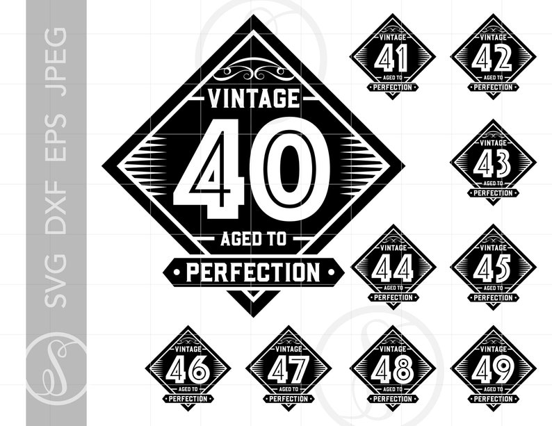 Vintage 40's SVG Vintage 40-49 SVG Clipart Aged to - Etsy